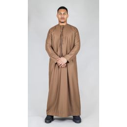 Braune Thobe Emirati islamische Jubba Robe Eid Quaste Slim Fit