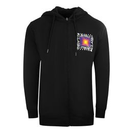 Cavalli Class Aysmmetric Box Design Schwarzer Kapuzenpullover mit Reissverschluss