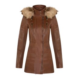 Damen-Parka aus gestepptem Leder in Hellbraun &ndash; Winton