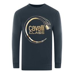 Cavalli Class Piercing-Schlangenlogo Sweatshirt in Marineblau
