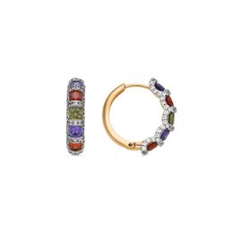 Luxenter Ohrringe mit mehrfarbigen Zirkonia-Steinen, 18 Karat Gelbgold-Finish &ndash; Yrat
