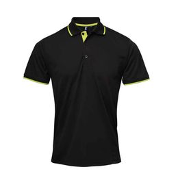 Premier - "Coolchecker" Poloshirt f&uuml;r Herren (Schwarz/Limone)