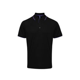 Premier Mens Contrast Coolchecker Poloshirt (Schwarz/Violett)
