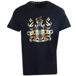Aquascutum Aldis Check Logo Navy T-Shirt