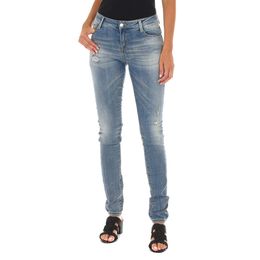 Met Lange Denim-Hose getragen und zerrissen Wirkung 10DB50305 Frau