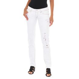 Met Lange Denim-Hose mit Ripstop-Effekt und schmalen S&auml;umen E014152 woman