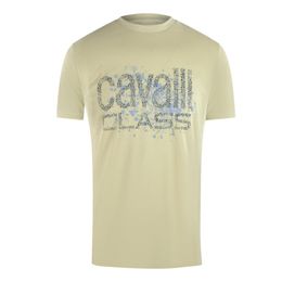 Cavalli Class T-shirt Mit Gespr&uuml;htem Logo In Beige Und Sand