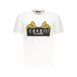 Cavalli Class Wei&szlig;es Baumwoll-Herren-T-Shirt