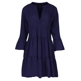Marineblaues Kleid aus Viskose mit gerafften N&auml;hten