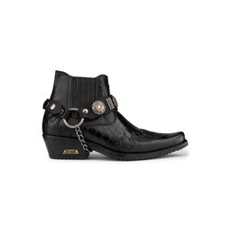 Herren-Western-Winklepicker-Gothic-Stiefel aus schwarzem Leder