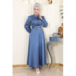 Drapiert Satin Abendkleid Blau