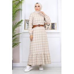 Ger&uuml;scht Hijab Kleid Beige