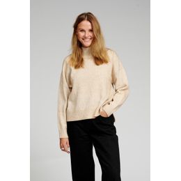 &Uuml;bergro&szlig;es gestricktes Hemd mit Rollkragen - Beige