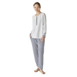 JJBEP1600 Damen-Pyjama aus Baumwolle mit langen &Auml;rmeln