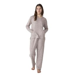 JJB5 Damen Schlafanzug mit langen &Auml;rmeln und weichem Strickmuster