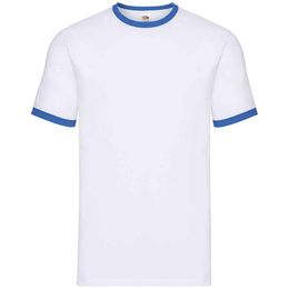 Fruit of the Loom - "Ringer" T-Shirt f&uuml;r Herren (Wei&szlig;/K&ouml;nigsblau)