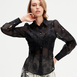 Bestickte Organza-Bluse