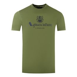 Aquascutum London Aldis Marke Logo Armee Gr&uuml;n T-Shirt
