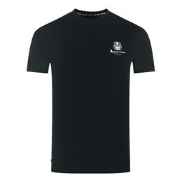 Aquascutum London Aldis Markenlogo auf der Brust Schwarzes T-Shirt