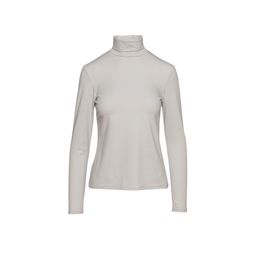 Grauer lang&auml;rmeliger Pullover mit Polokragen