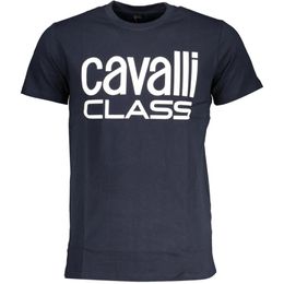 Cavalli Class Fetziges Wei&szlig;es Logo Navy Blau T-Shirt