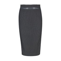 Schwarzer Bleistiftrock mit hoher Taille und Lederdetails