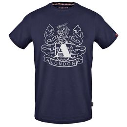 Marineblaues Aquascutum T-Shirt mit grossem Schild und Aldis-Logo