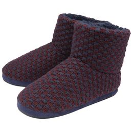 Dunlop - Herren-Pelz-Sherpa-Ged&auml;chtnis-Schaumstoff-Pantoffelstiefel (8, Navy/Burgund)