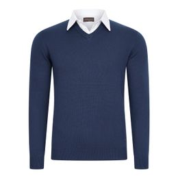 Cappuccino Italia Mock-Pullover f&uuml;r Herren. Der Pullover besteht aus 50% Baumwolle und 50% Polyester und hat eine normale Passform. Der Pullover hat einen Hemdkragen, der an den Pullover angen&auml;ht ist. Marke: Cappuccino ItaliaModellname: Mock Pullover (mit Hemdkragen)Kategorie: Pullover f&uuml;r HerrenMaterialien: Baumwolle, AcrylFarbe: marineblau, wei&szlig;