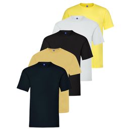 Kruze | Mens Crew Neck T-Shirts (5er Pack) - BEIGE/BLK/NVY/WHT/YLW