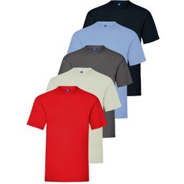 Kruze | Mens Crew Neck T-Shirts (5er Pack) - SKY/RED/CHAR/NVY/GRY