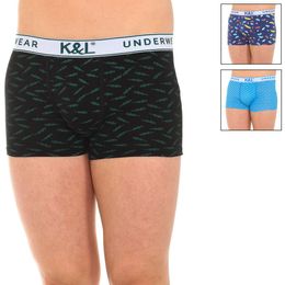 Pack-3 Herren Boxershorts aus bedrucktem, atmungsaktivem Stoff KL3006