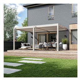 Weide Deluxe Wand Pergola Voll Aluminium 3,6 x 5,3 M Lamellendach ivory sand?
