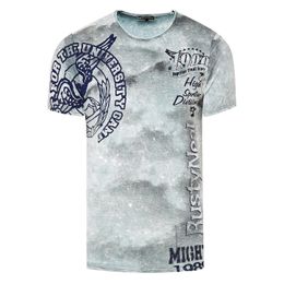 Rusty Neal Acid Washed T-Shirt mit Prints