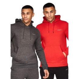 CrossHatch - "Traymax" Kapuzenpullover f&uuml;r Herren (2er-Pack) (Rot/Holzkohle)