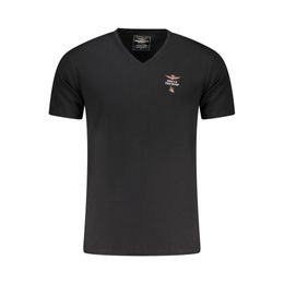 Aeronautica Militare Schwarzes Baumwolle Herren T-Shirt