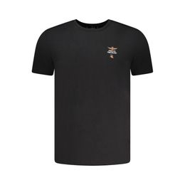 Aeronautica Militare Schwarzes Baumwolle Herren T-Shirt