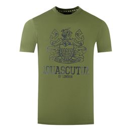 Aquascutum Large Bold London Aldis Marke Logo Armee Gr&uuml;n T-Shirt