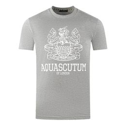 Aquascutum Large Bold London Aldis Marke Logo Grau T-Shirt