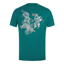 Cavalli Class - Gr&uuml;nes T-shirt Mit Paisley-leoparden-logo