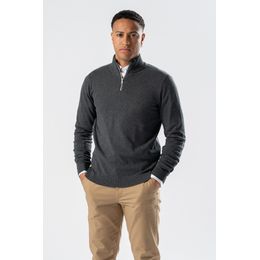 Pullover mit halbem Rei&szlig;verschluss &ndash; Charcoal Melange