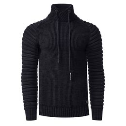 Rusty Neal Biker Grobstrick Stehkragen-Pullover