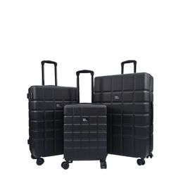 Schwarzer, klassischer Hartschalen-Handgep&auml;ckkoffer mit 8 R&auml;dern, Reisekoffer