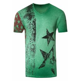 Rusty Neal USA T-Shirt Stars and Stripes V-Neck im Used-Look