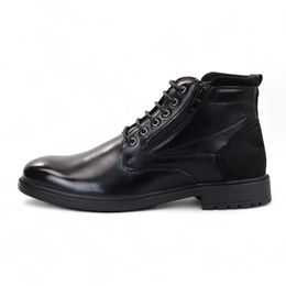 Schwarze Biker-Stiefeletten zum Schn&uuml;ren f&uuml;r Herren