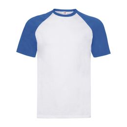 Fruit of the Loom - T-Shirt f&uuml;r Herren - Baseball kurz&auml;rmlig (Wei&szlig;/K&ouml;nigsblau)