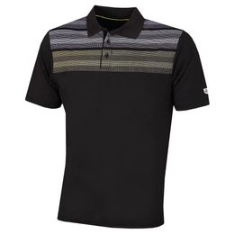 Insel Green Matrix Print Mens Black Golf Polo Shirt
