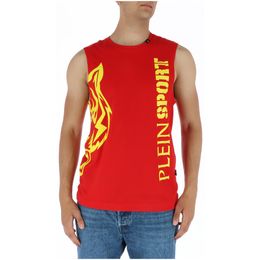 Plein Sport Rotes &auml;rmelloses T-Shirt mit Grafik