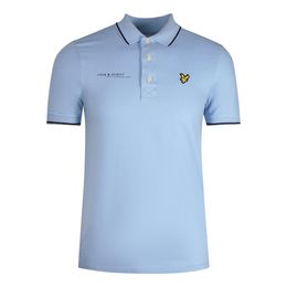 Lyle & Scott Lyle & Scott Co-Ordinates bedrucktes hellblaues Poloshirt mit gespitztem Kragen