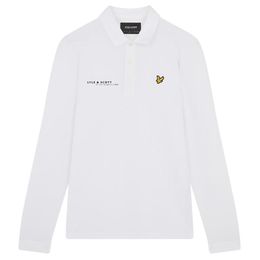 Lyle & Scott Lyle & Scott Langarmeliges, weisses Poloshirt mit Koordinatenmuster und Logo